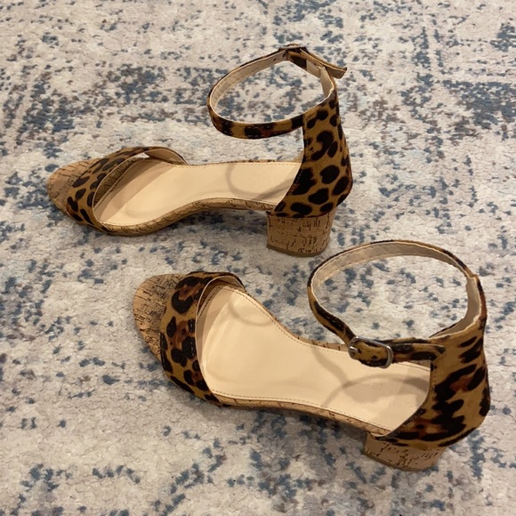Shoes | Leopard Print Block Heel Sandals | Poshmark
